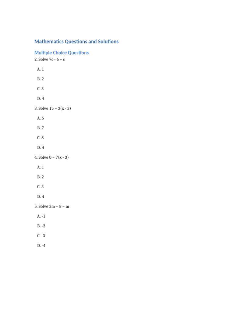 Mathematics Questions | PDF