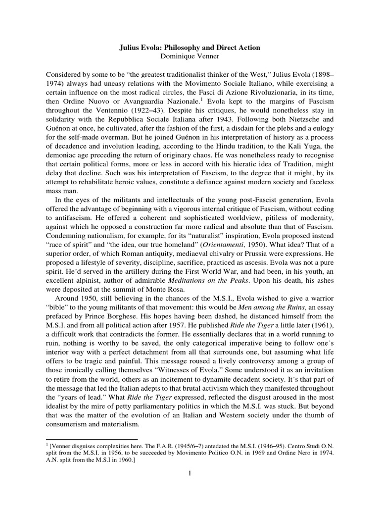 Dominique_Venner_Julius_Evola_Philosophy | PDF