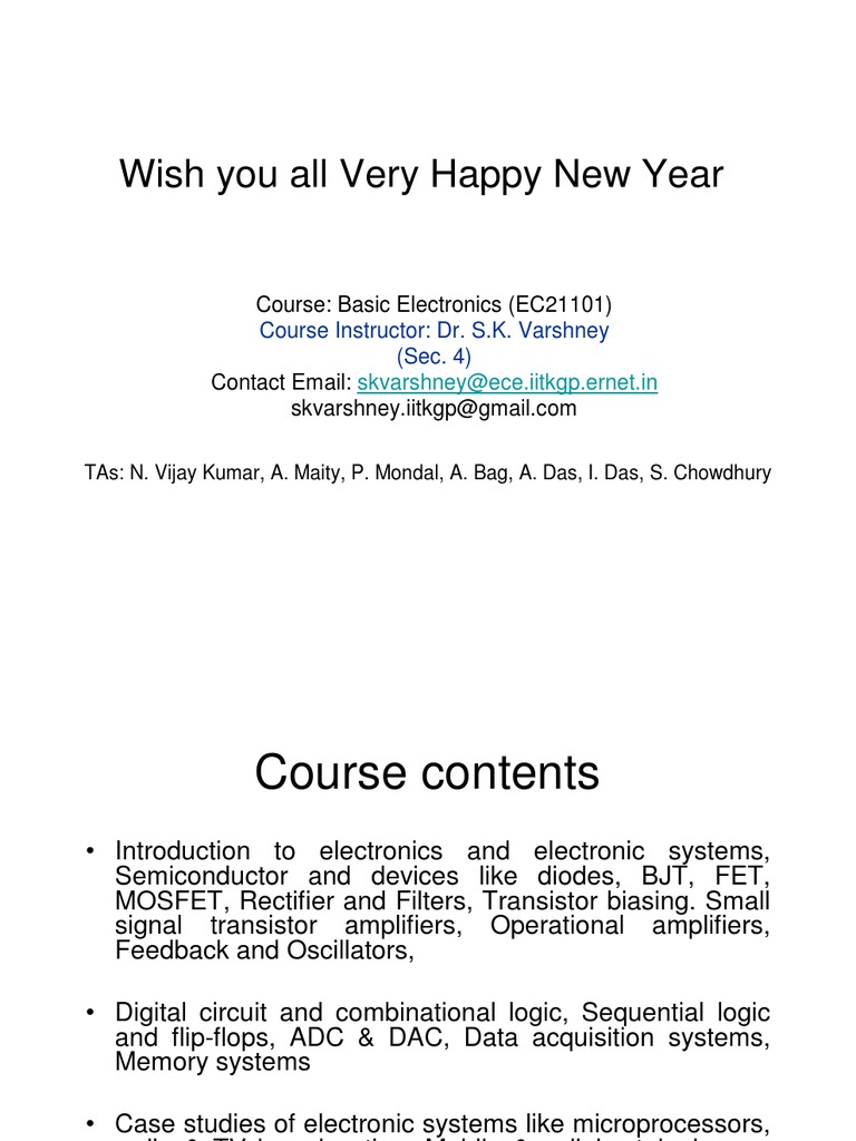 Basic Electronics Course Outline and Content Overview | PDF | P–N ...