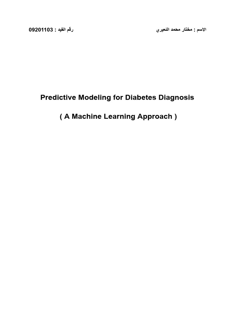 Diabetes Prediction Using Machine Learning | PDF | Data Science | Diabetes
