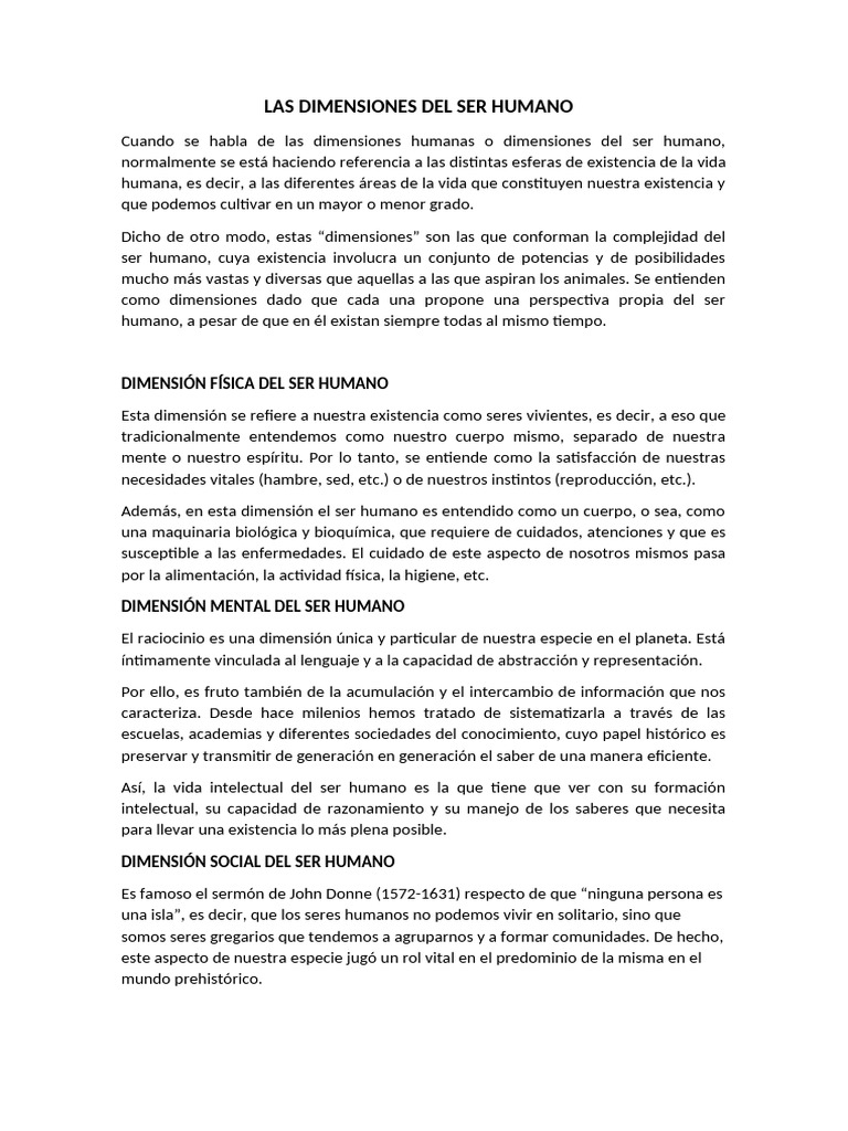 LAS DIMENSIONES DEL SER HUMANO | PDF | Temperamento | Humano