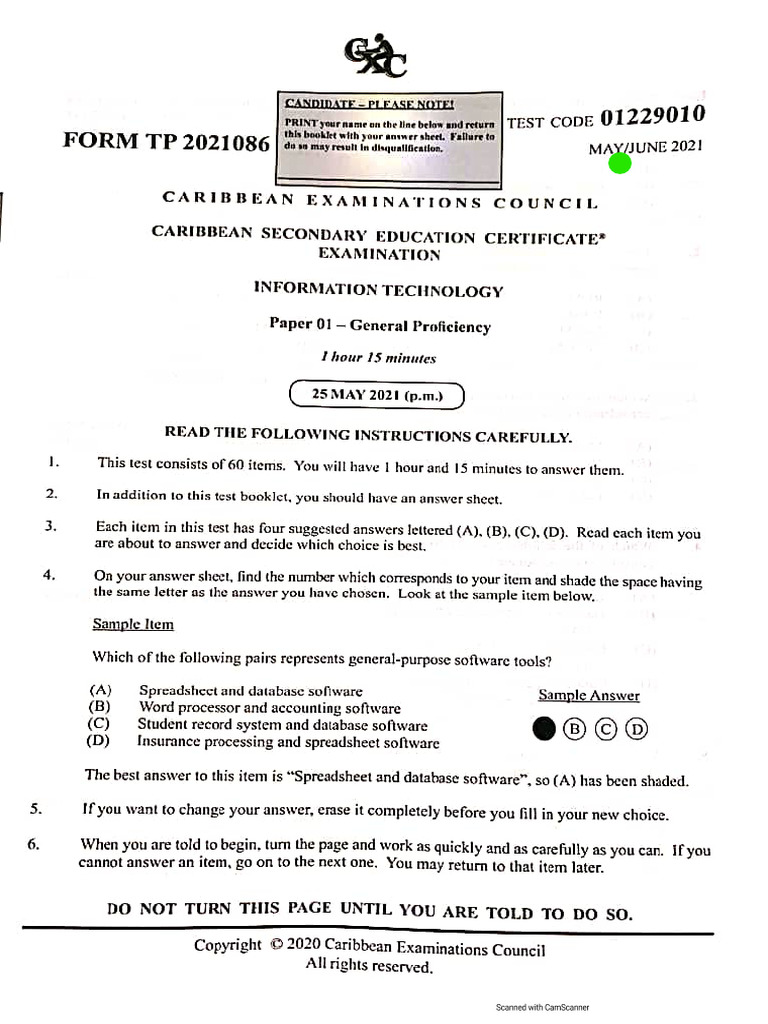 Csec It Mayjune p1 2021 | PDF