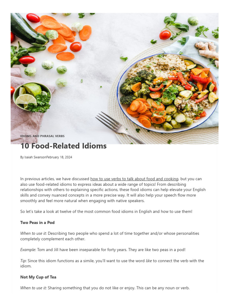 10 Common Food Idioms Explained | PDF | Idiom | English Language