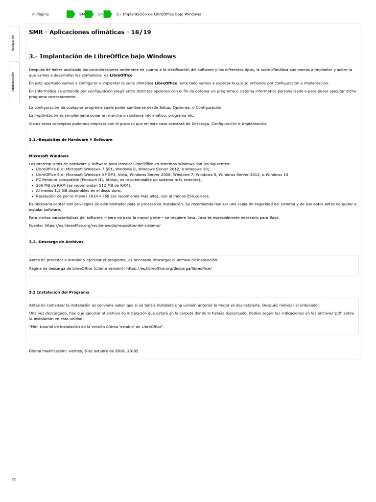 SMR_AO_18_19_ 3.- Implantación de LibreOffice bajo Windows | PDF | Microsoft Windows | Archivo ...