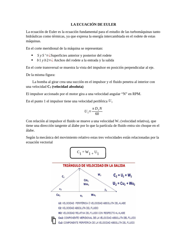 Ecuación de Euler en Turbomáquinas | PDF | Turbomaquinaria | Turbina
