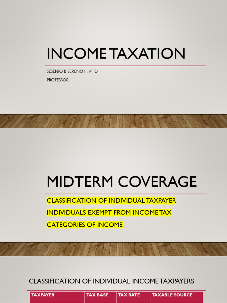 Taxation Basic Principles Midterm | PDF | Income Tax | Tax Deduction