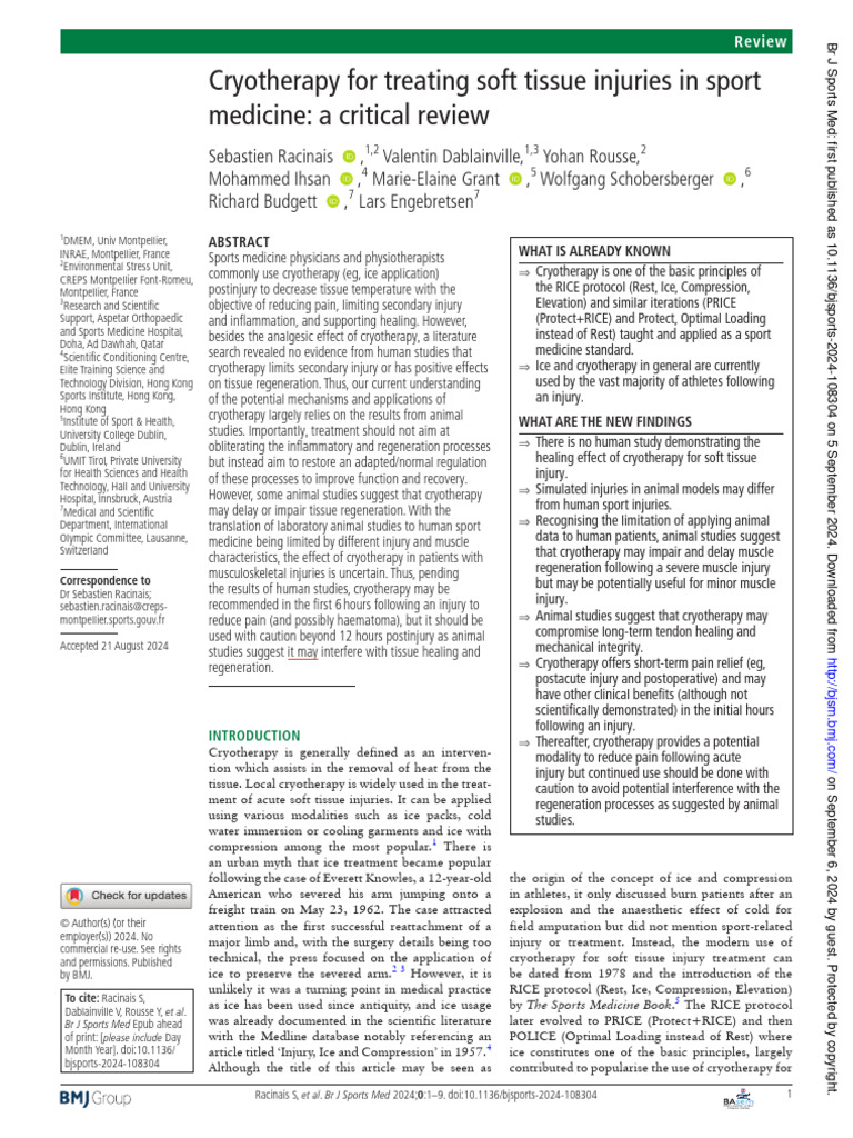 Cryotherapy's Role in Sports Injury Recovery | PDF | Macrophage ...