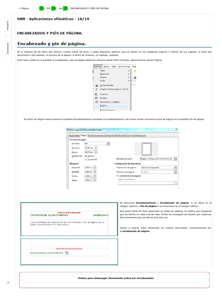 SMR - Ao - 18 - 19 - Encabezados y Piés de Página | PDF