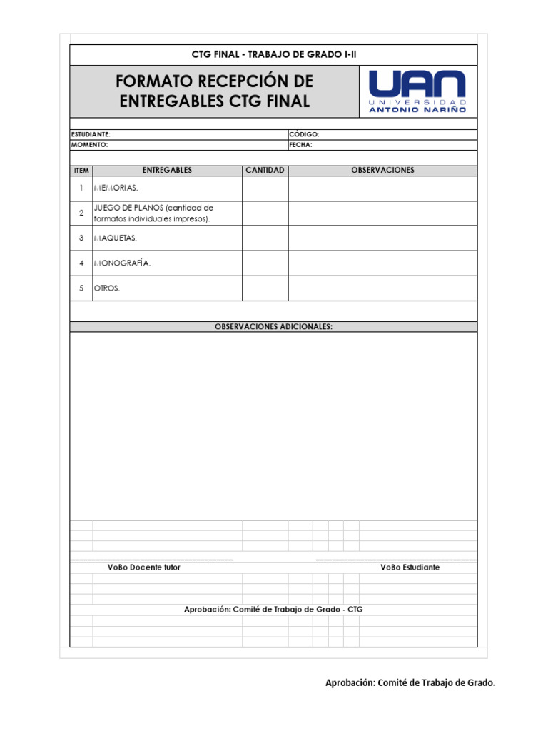 FORMATO RECEPCIÓN DE ENTREGABLES 2024-2 (1) | PDF