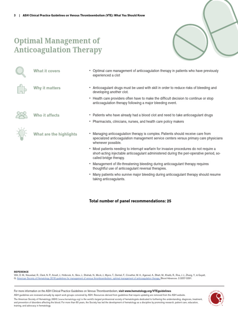 ASH VTE Guidelines Snapshot 1PGR Anticoag | PDF | Thrombosis | Diseases ...