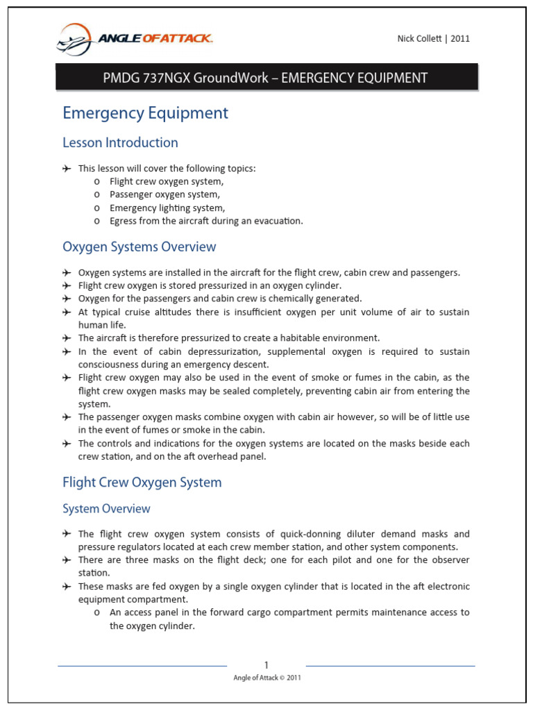 Aoa 737ngx Groundwork Emergency Equipment English Transcript | PDF ...