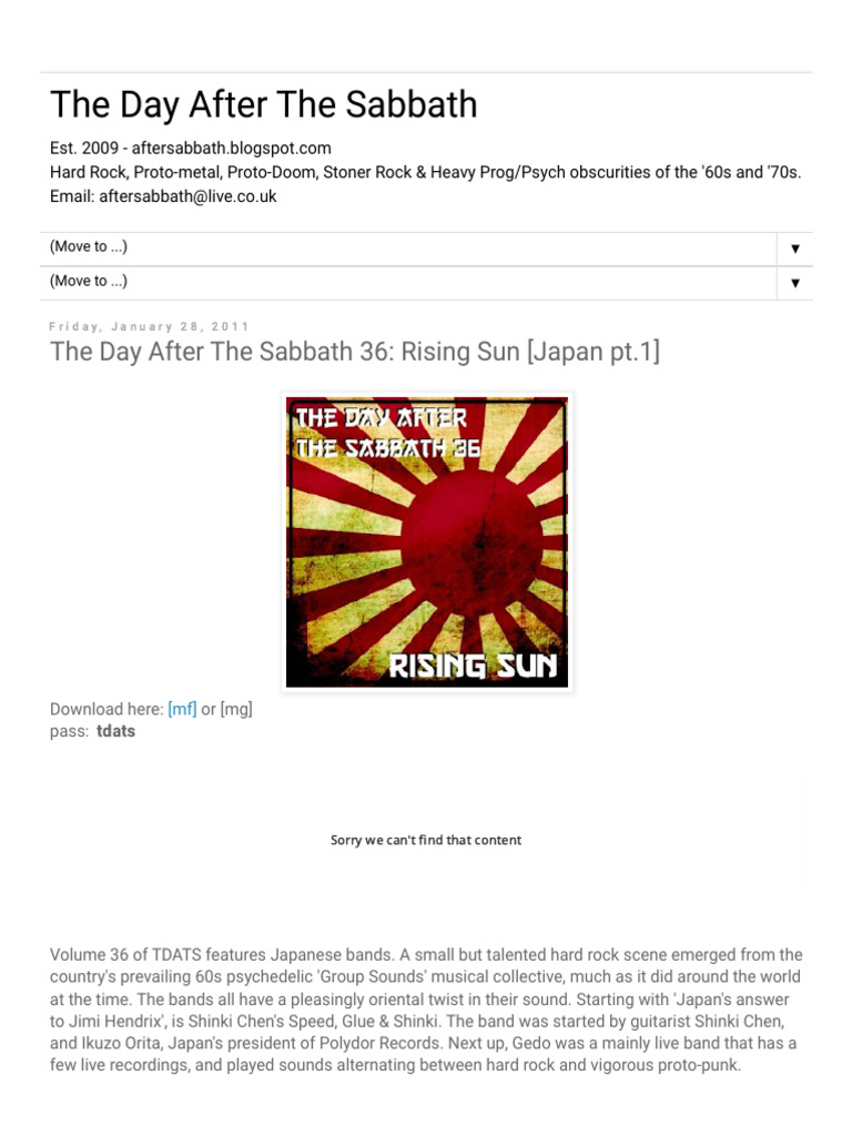 The Day After The Sabbath_ The Day After The Sabbath 36_ Rising Sun ...