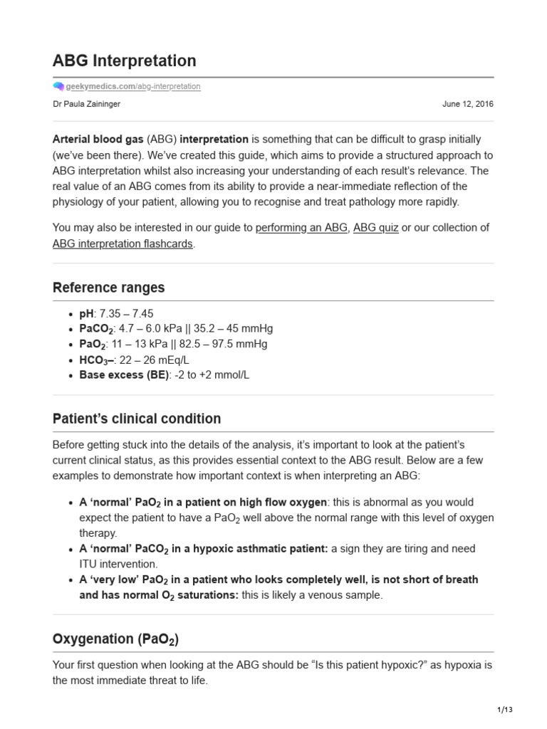 ABG Interpretation Simplified | PDF | Respiratory System | Breathing