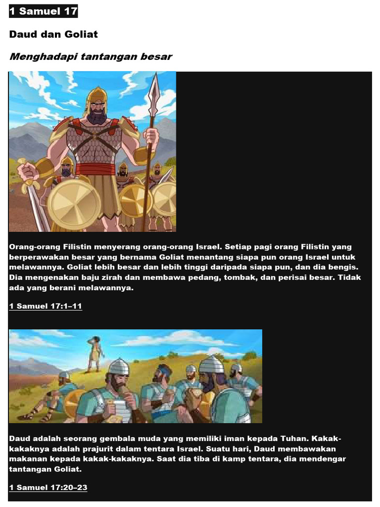 Daud Mengalahkan Goliat: Kisah Iman | PDF