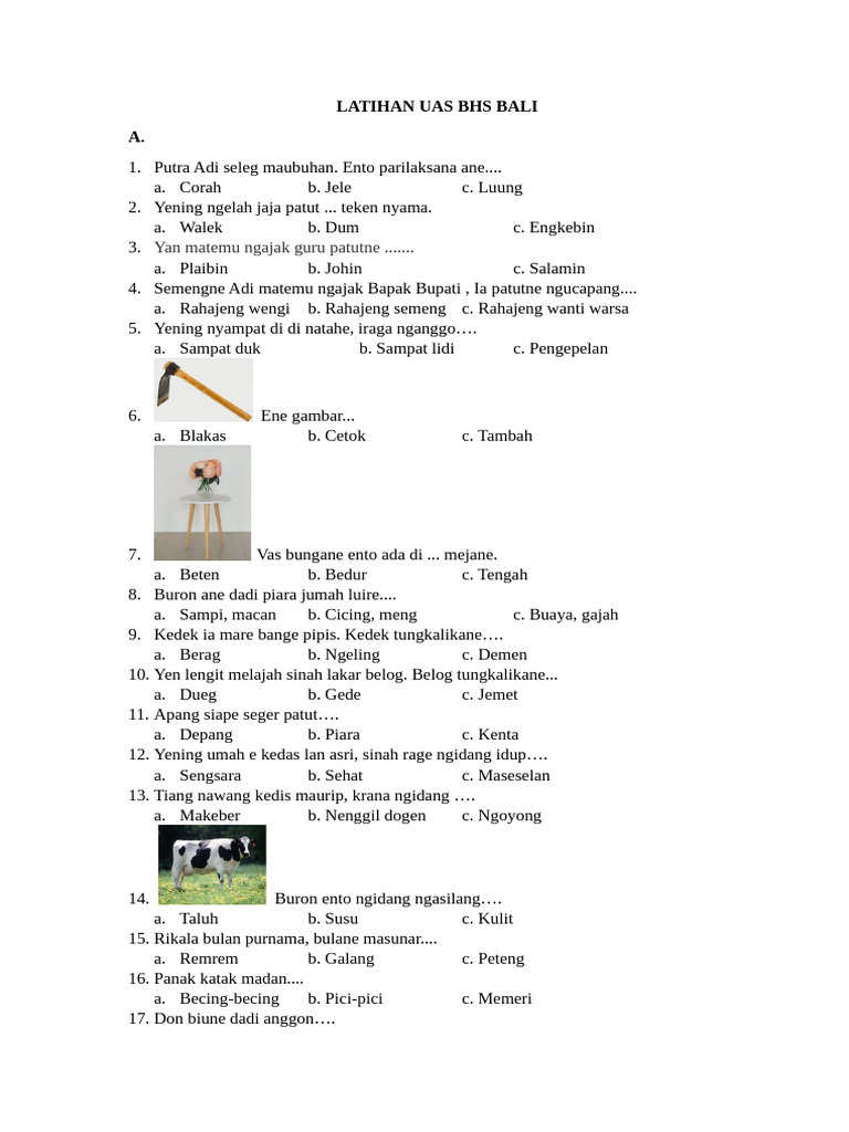 Latihan Uas BHS Bali | PDF