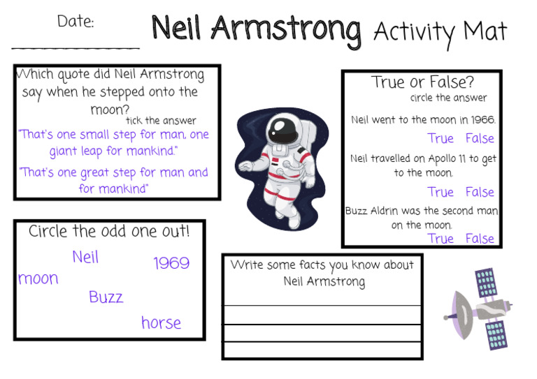 Neil Armstrong Activity Mat for Kids | PDF