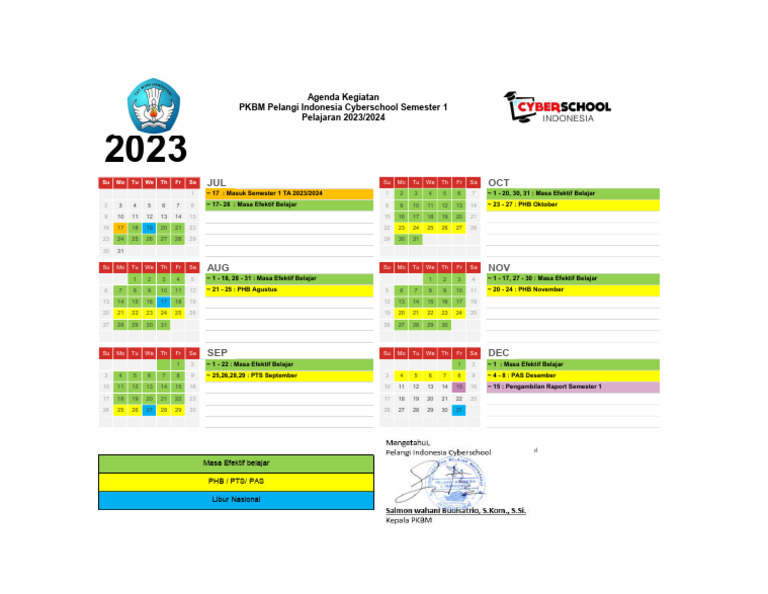 Kalender Pendidikan Semester I (Ganjil) TA 2023 2023 PKBM Pelangi ...