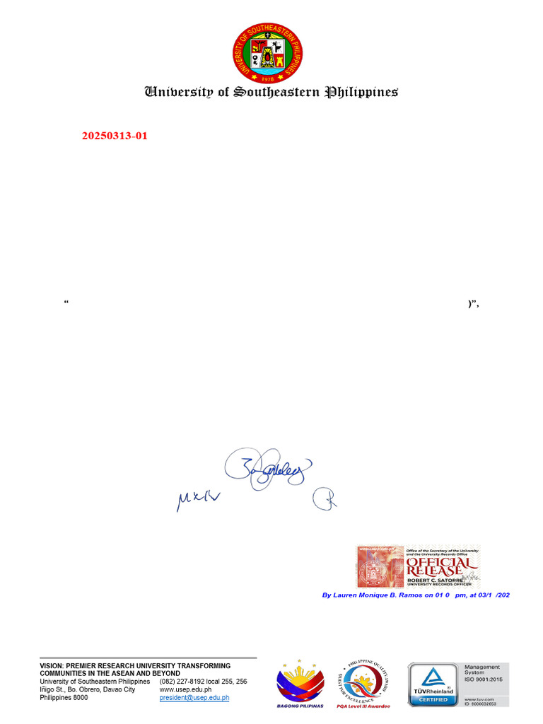 USeP Earthquake Drill Announcement 2025 | PDF | Emergency Management | Aids