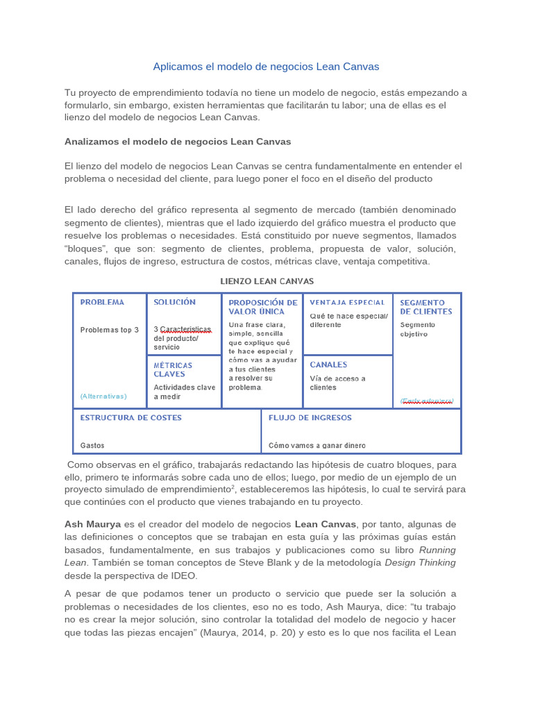 Jean Franco Diaz - Aplicamos el modelo de negocios Lean Canvas | PDF