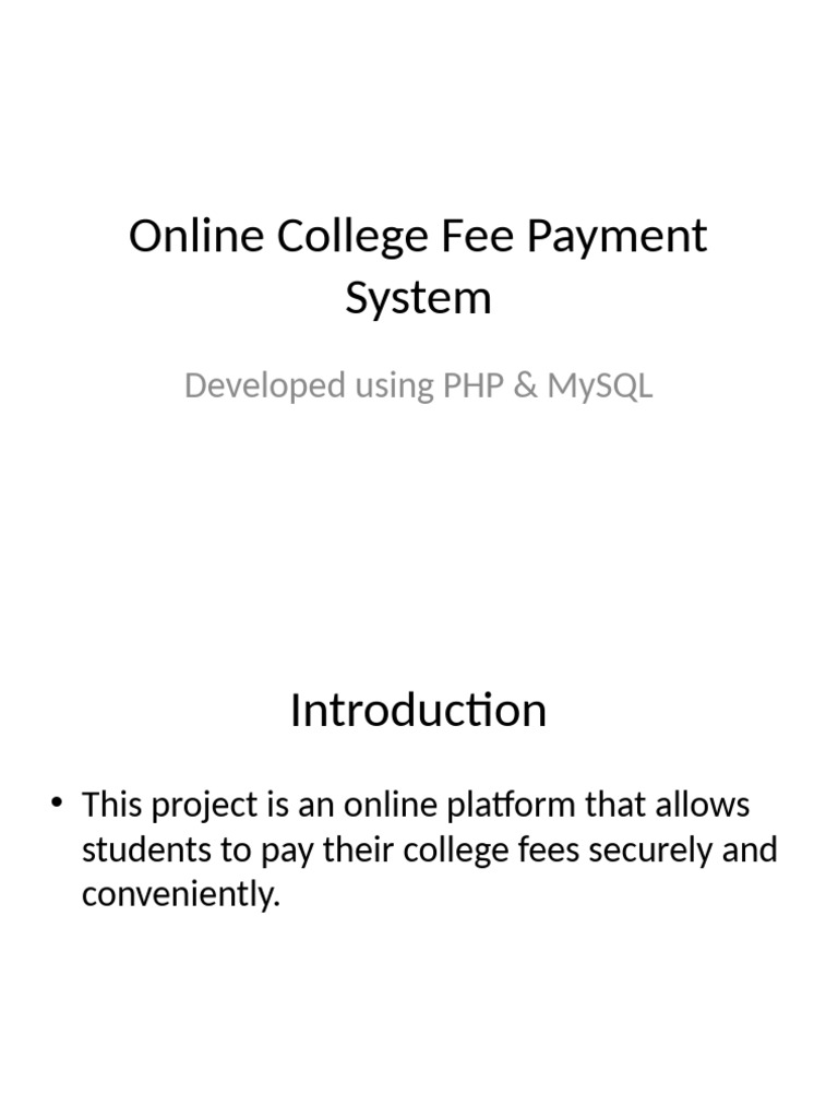 Online College Fee Payment System | PDF
