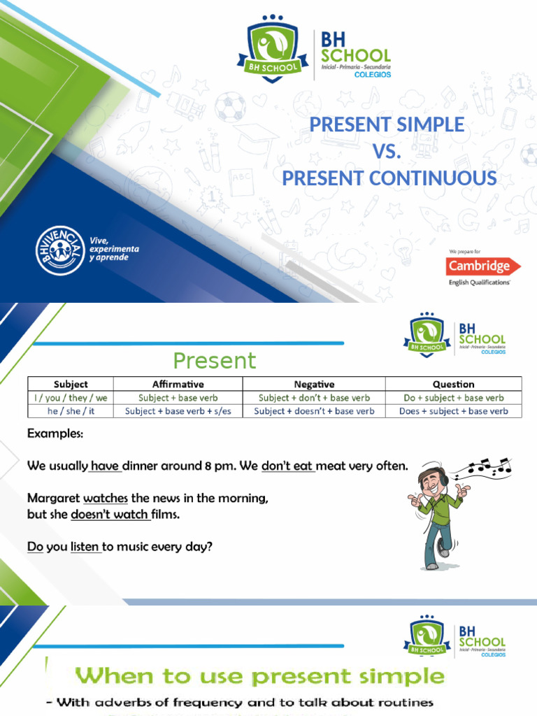 Simple present vs Present progressive | PDF