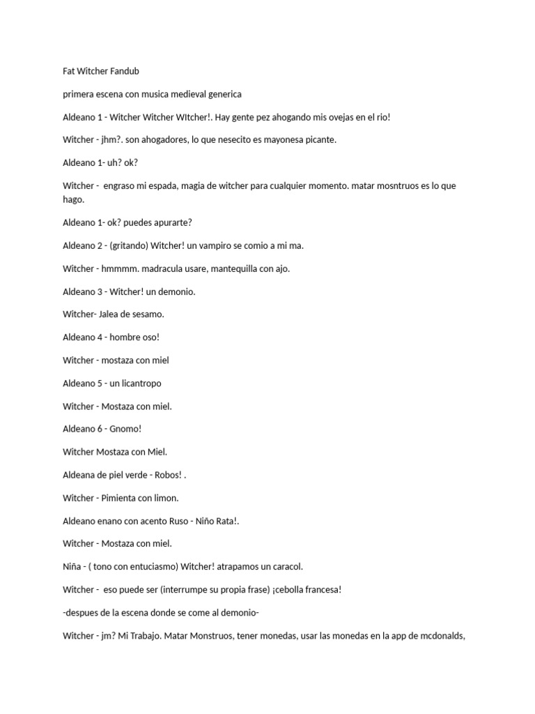 Fandub: Fat Witcher y sus aventuras | PDF