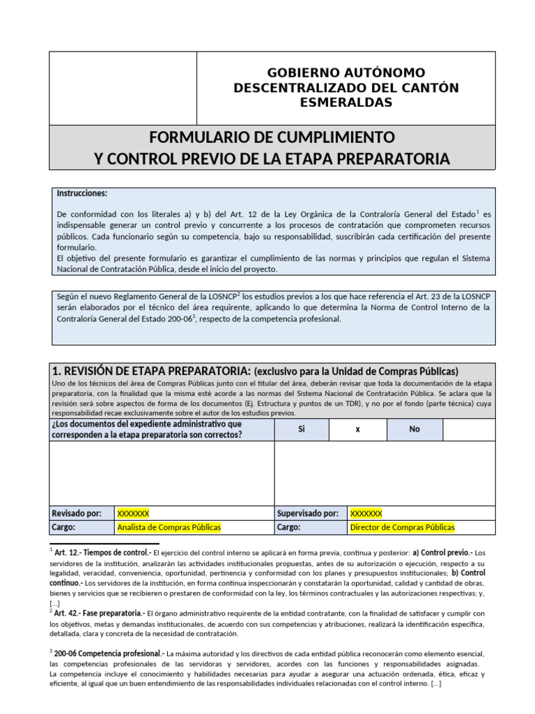 Formato_6_Formulario de cumplimiento Fase Preparatoria | PDF | Regulación
