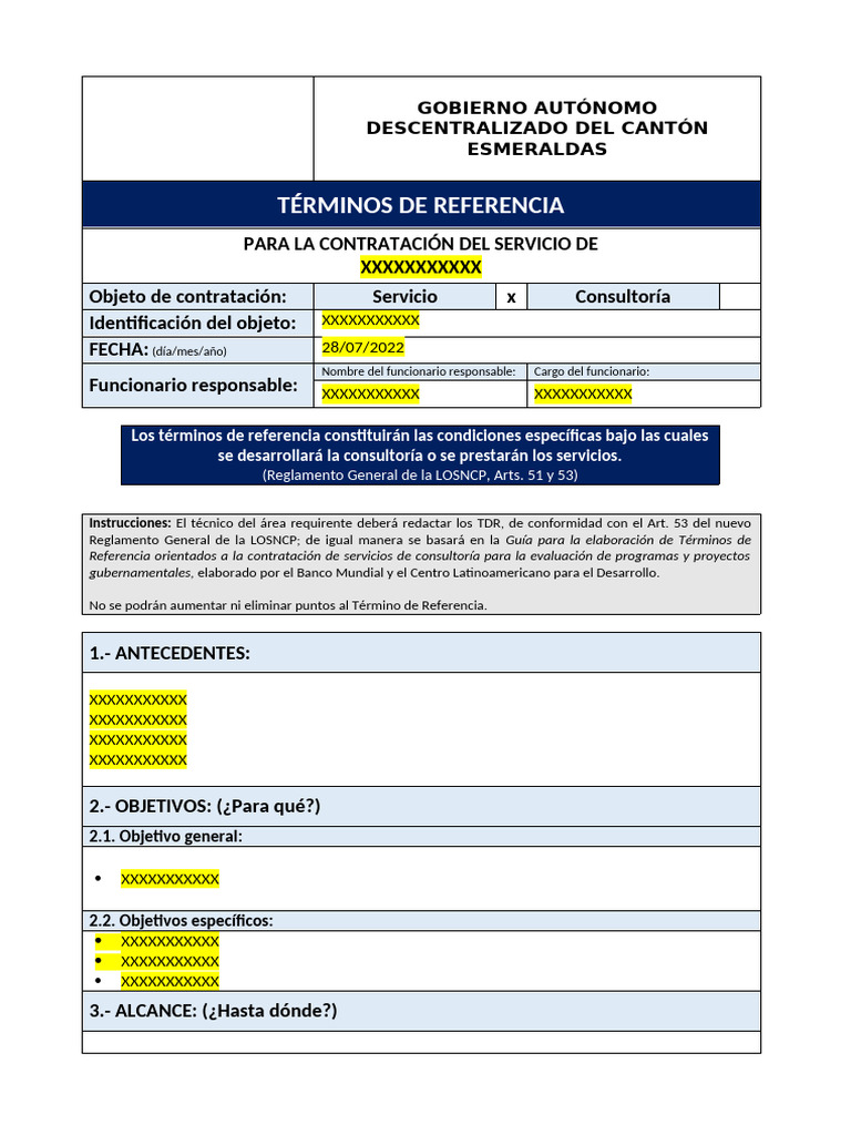 Formato 4 TDR | PDF