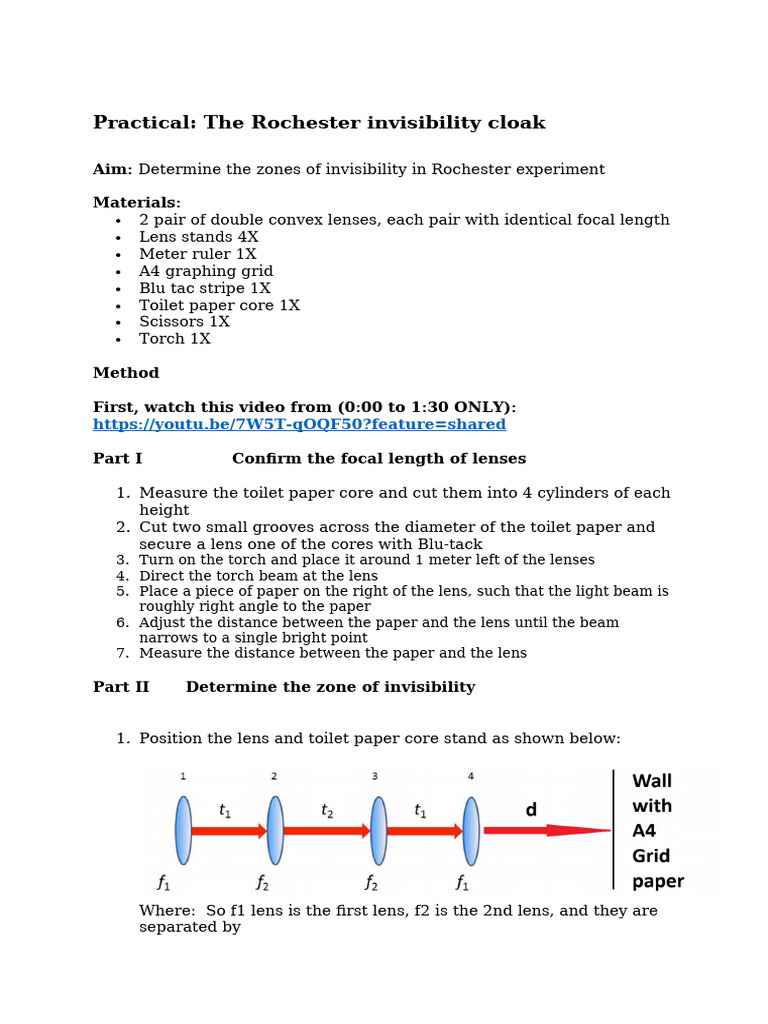 Practical - Rochester Invisibility Cloak | PDF | Optics | Light