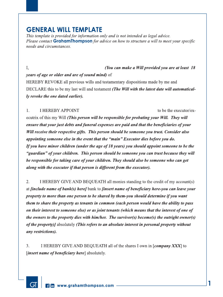 General Will Template | PDF