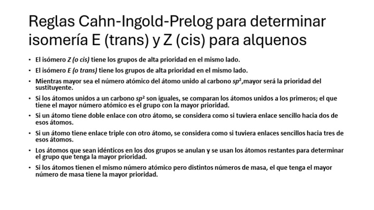 Reglas Cahn-Ingold-Prelog para Isomería E/Z | PDF