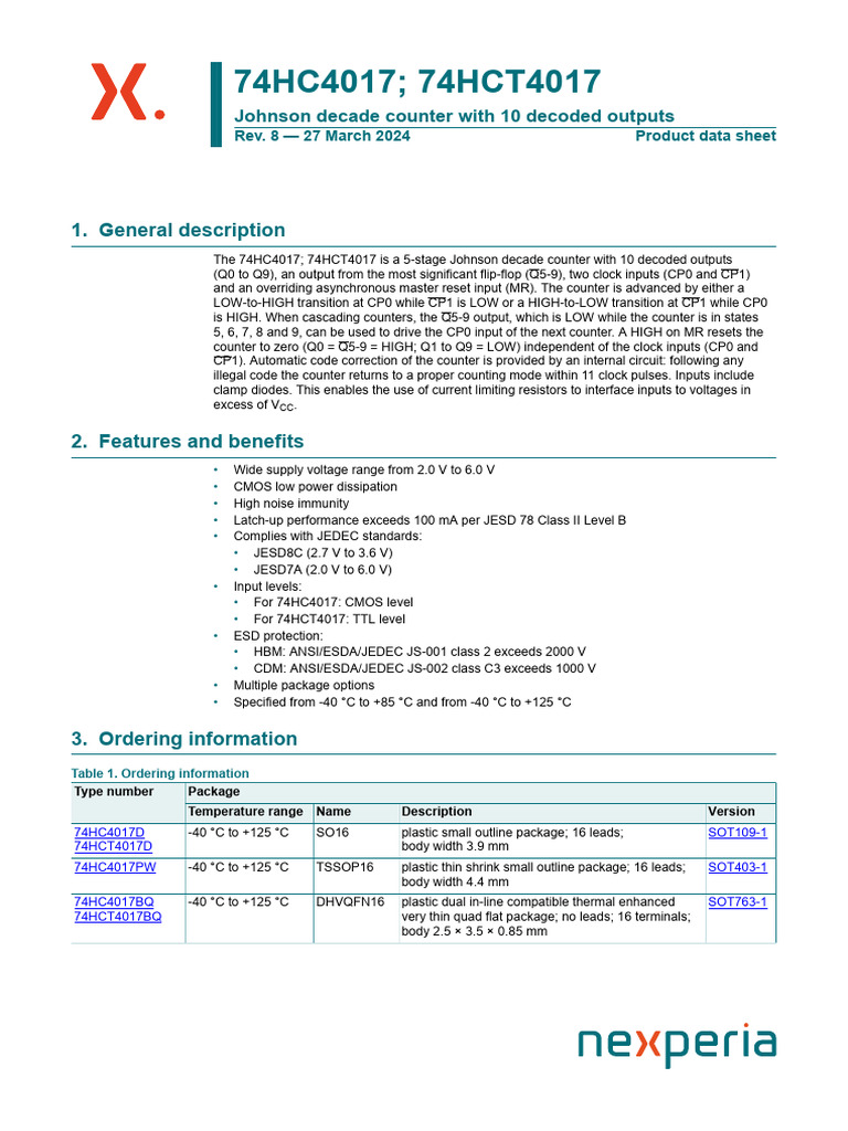 74HC HCT4017 | PDF | Electrical Engineering | Electrical Circuits