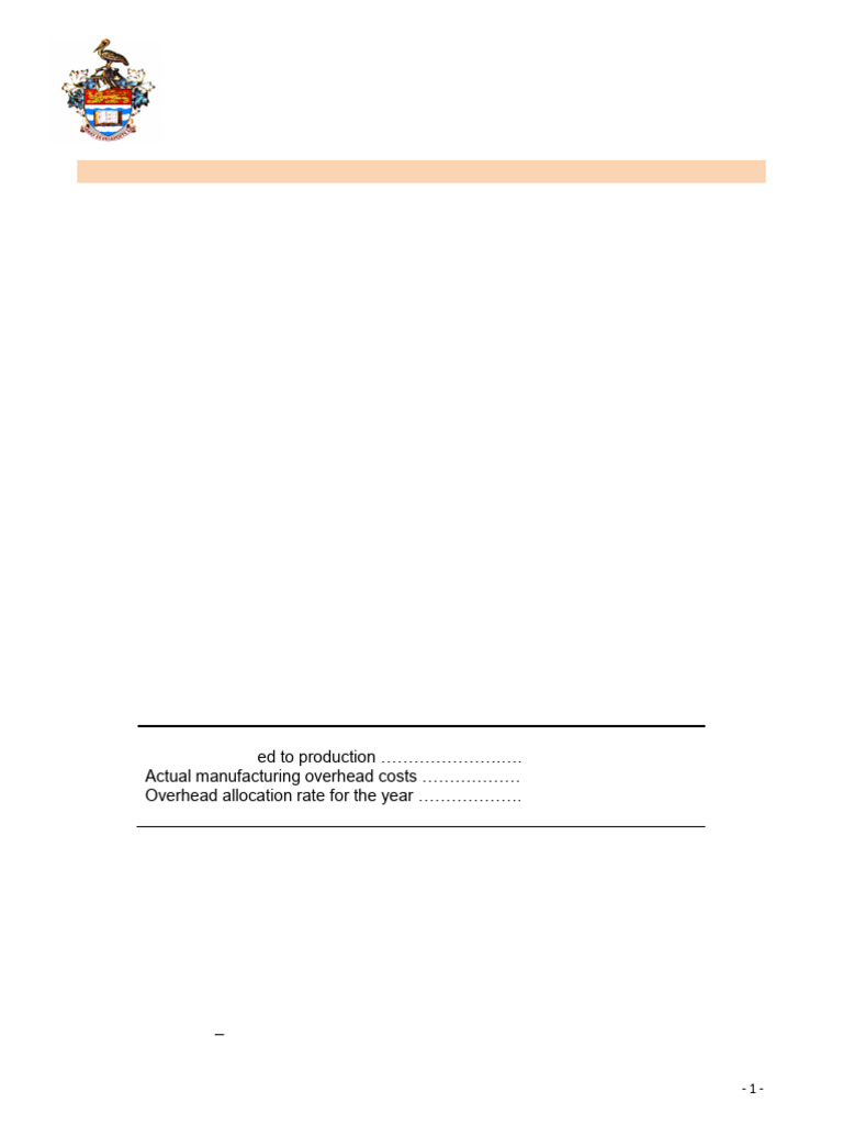 Work Sheet #3 - Manufacturing Overhead | PDF | Cost Of Goods Sold | Business Economics