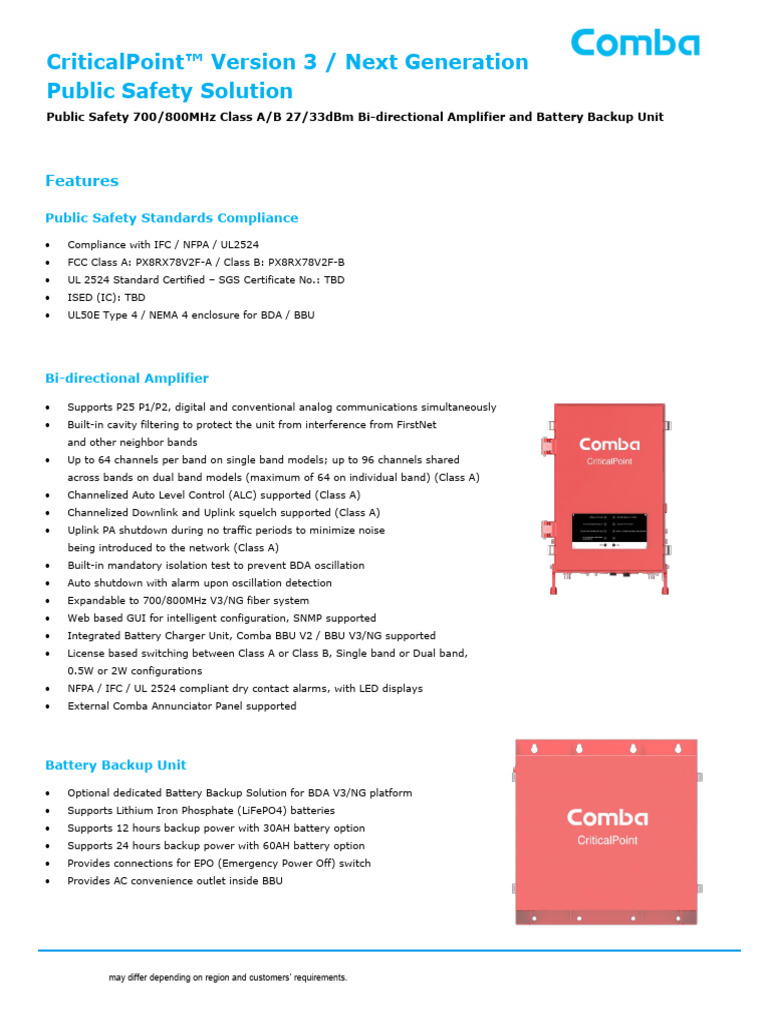 Comba Amp Spec Sheet | PDF | Electronics | Electrical Engineering