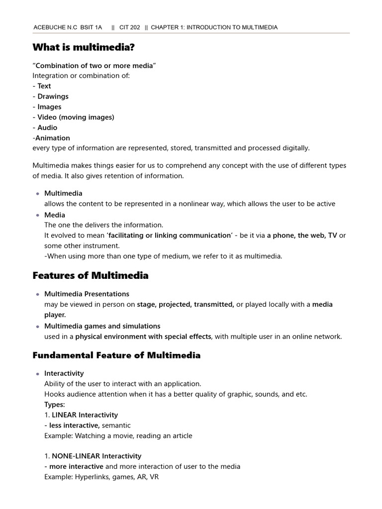 Understanding Multimedia: Types and Uses | PDF | Multimedia | Computing
