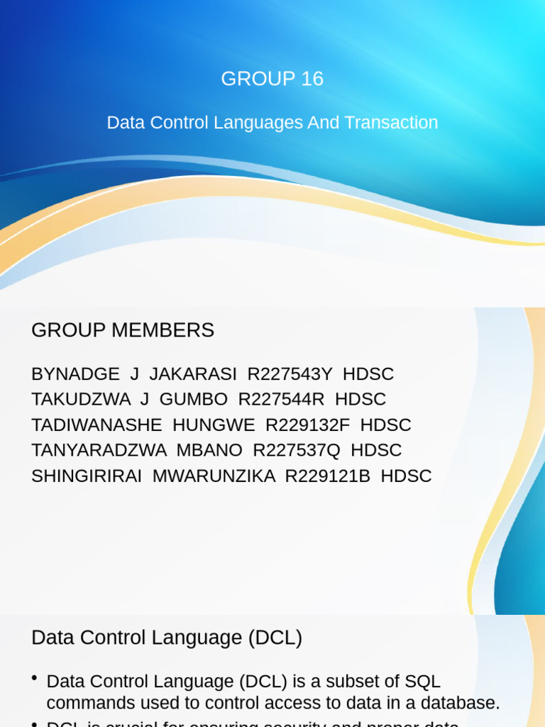 Data Control Languages and Transaction | PDF | Database Transaction | Data Management Software