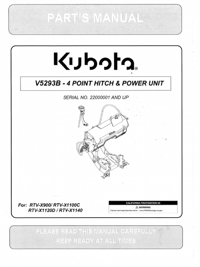 V5293B 4 Point Hitch & Power Unit Parts Manual | PDF