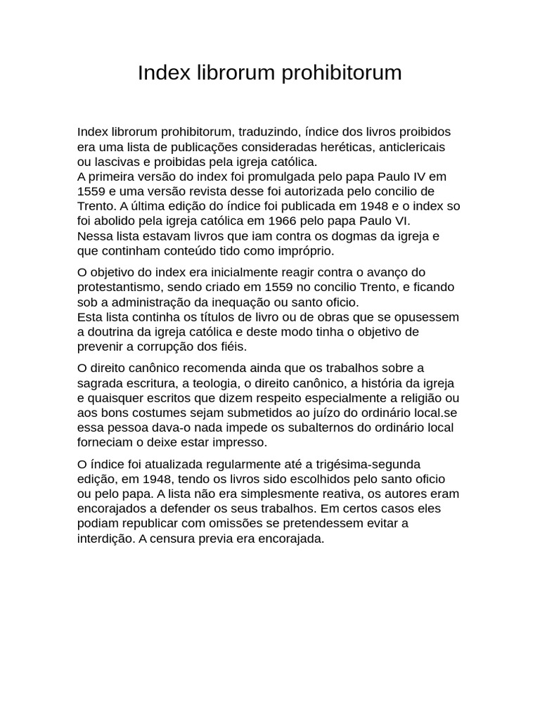 Index Librorum Prohibitorum | PDF