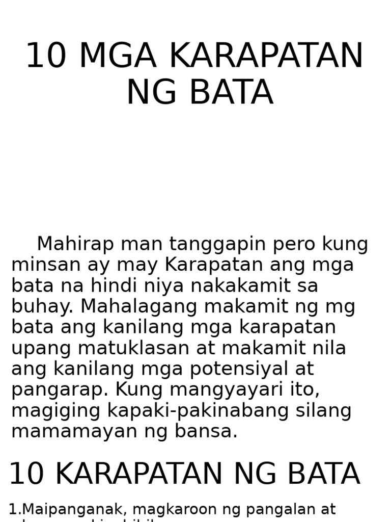 10 Mga Karapatan NG Bata | PDF