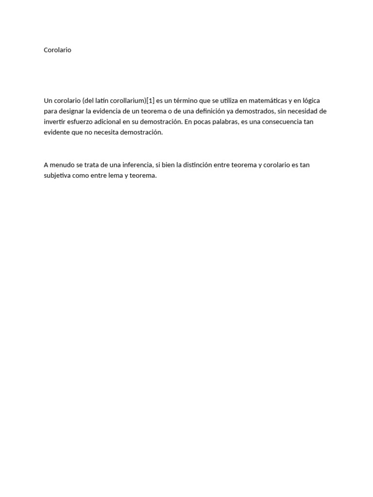 Definición de Corolario en Matemáticas | PDF