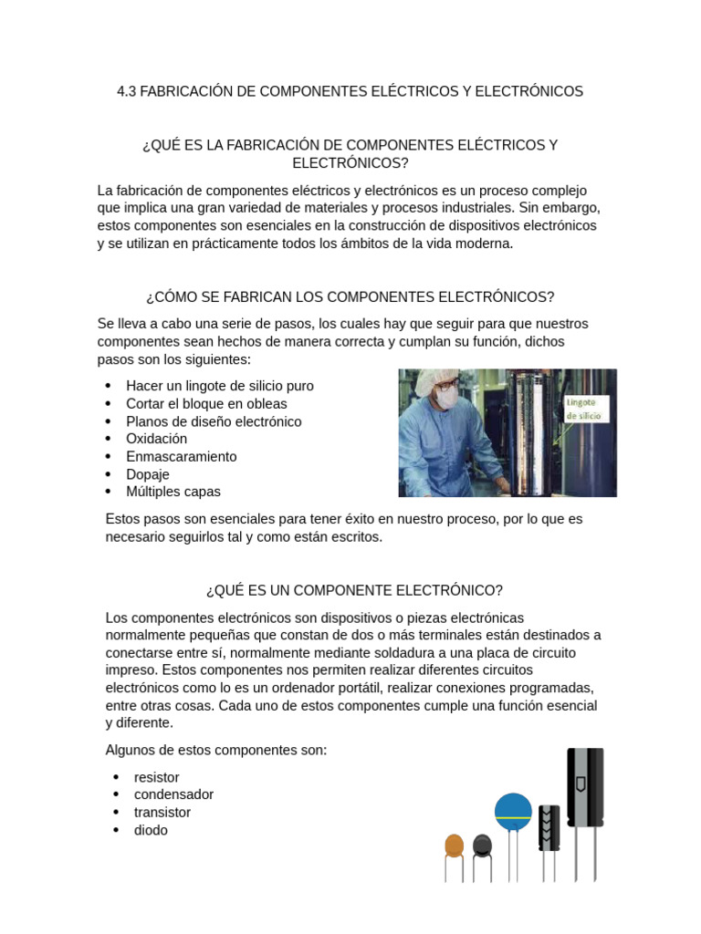 Fabricación de Componentes Eléctricos y Electrónicos | PDF ...