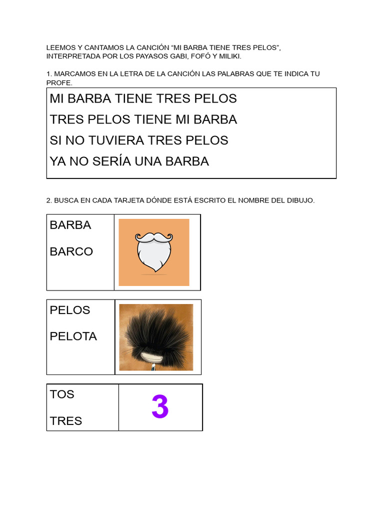 Canción Infantil: Mi Barba Tiene Tres Pelos | PDF
