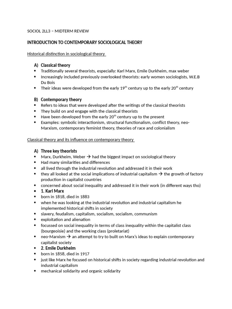 Sociol 2LL3 Midterm Review | PDF | Sociology | Social Stigma