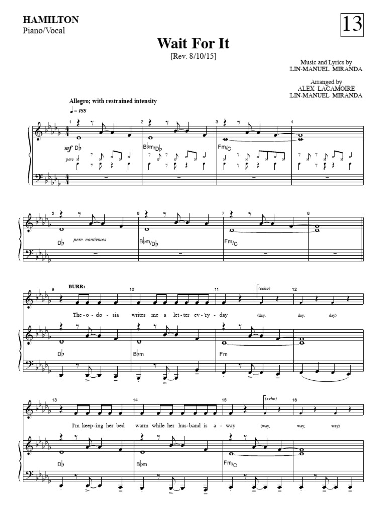 Wait For It - Hamilton | PDF