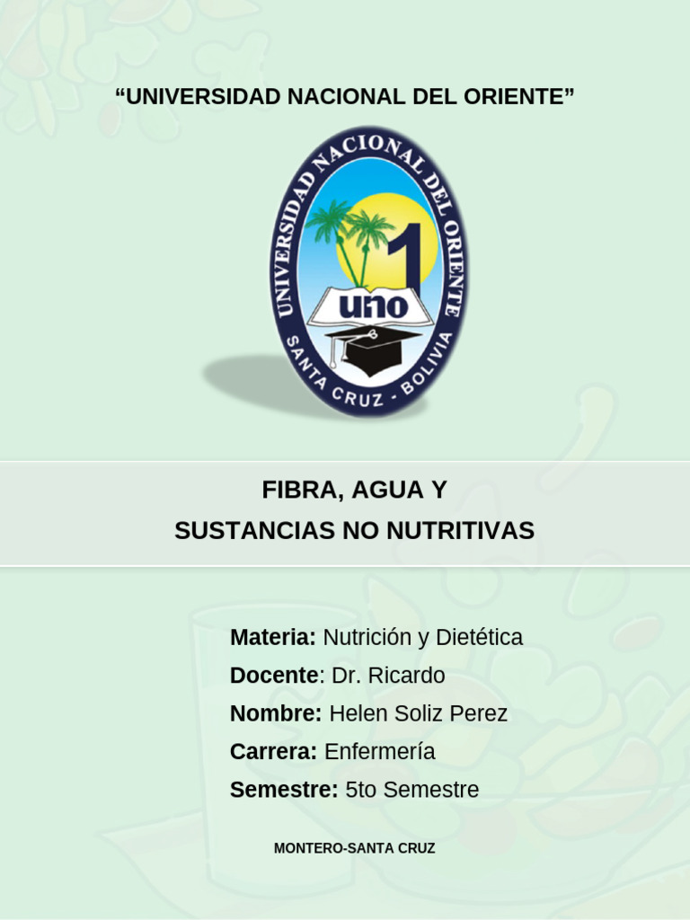 Agua, Fibra, Antinutritivas | PDF | Dieta y nutrición | Fibra dietética