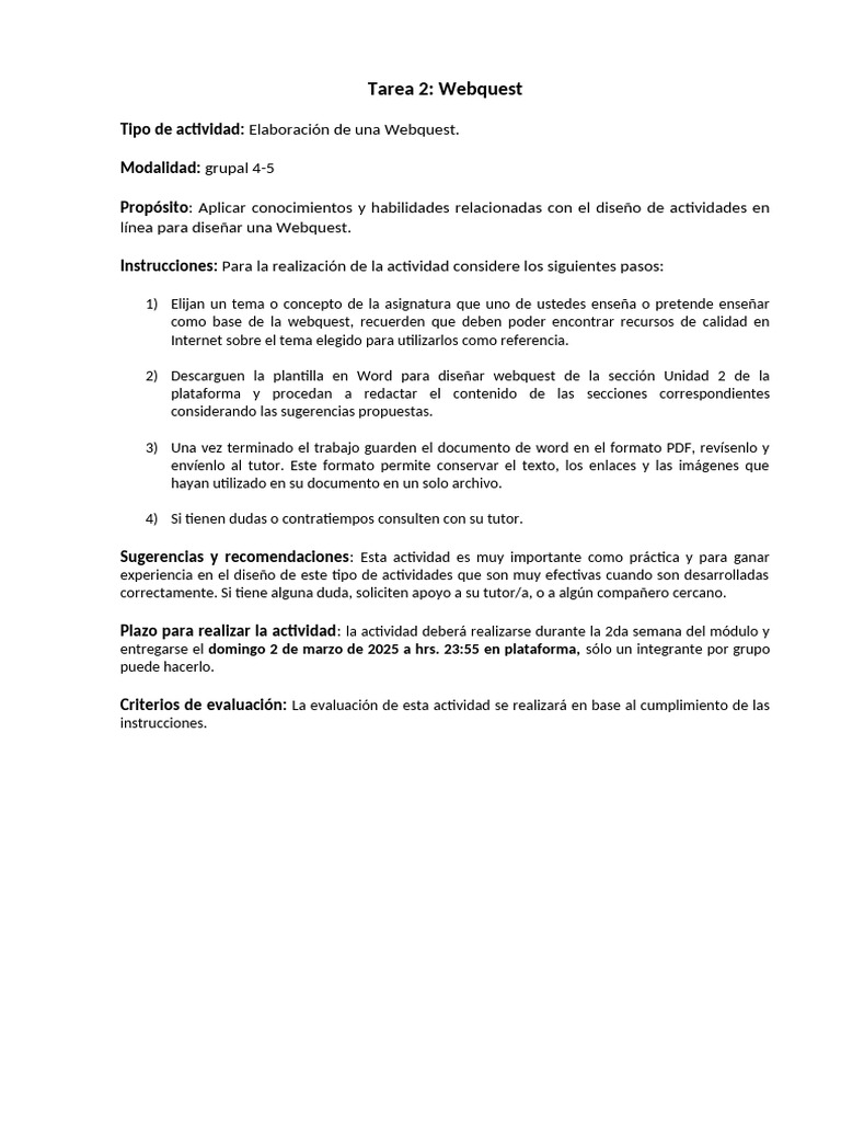 TAREA 2 Instrucciones y Plantilla WQ | PDF
