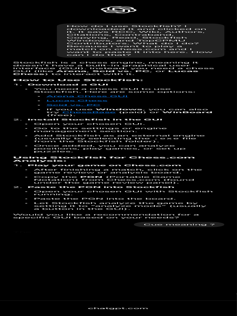 Using Stockfish With GUI | PDF
