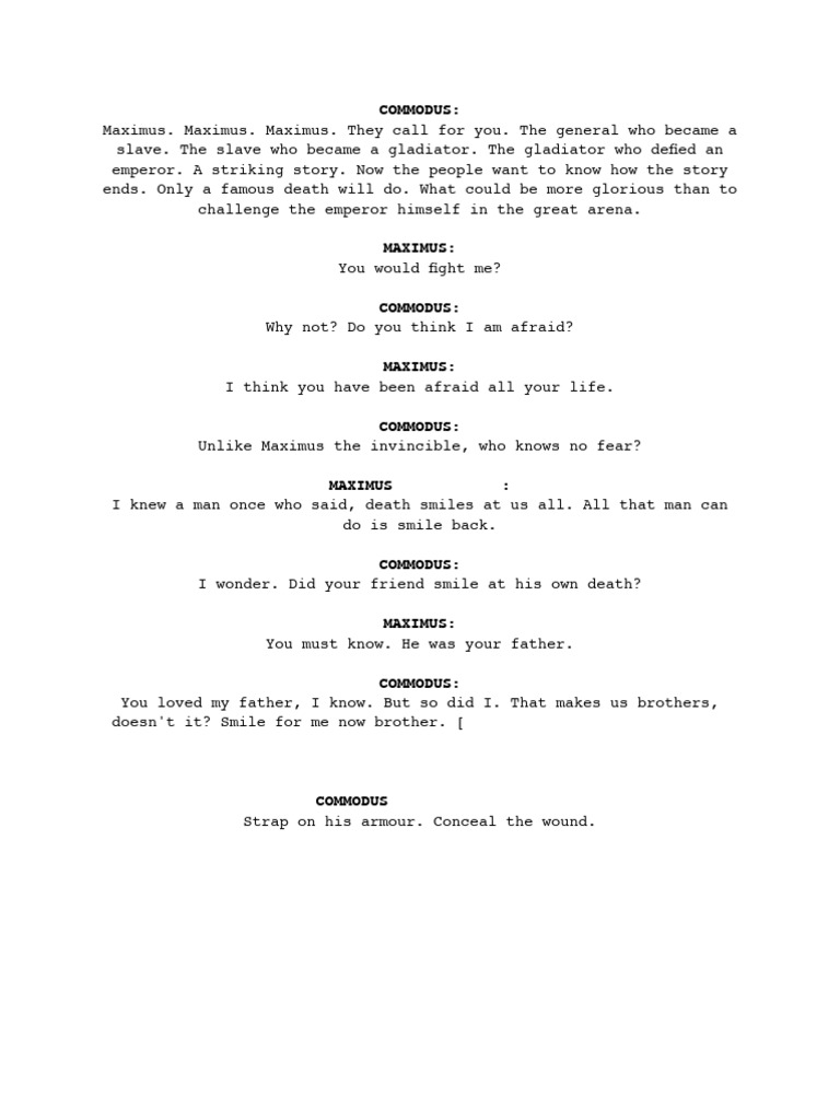 Gladiator. Script I | PDF