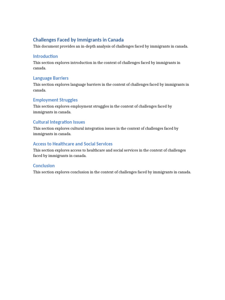 Challenges Faced by Immigrants in Canada | PDF
