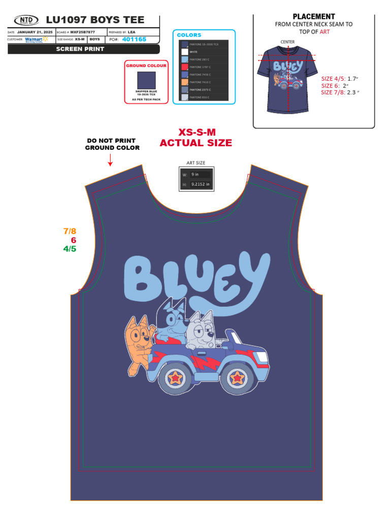 Boys Tee Screen Print Specifications | PDF